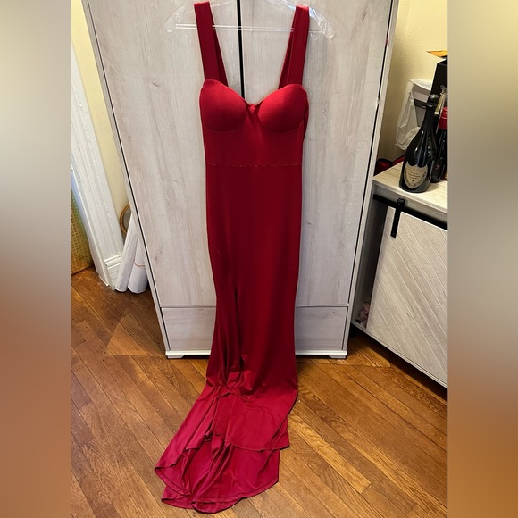Dresses | Burgundy Red Fishtail Maxi Formal Gown | Poshmark
